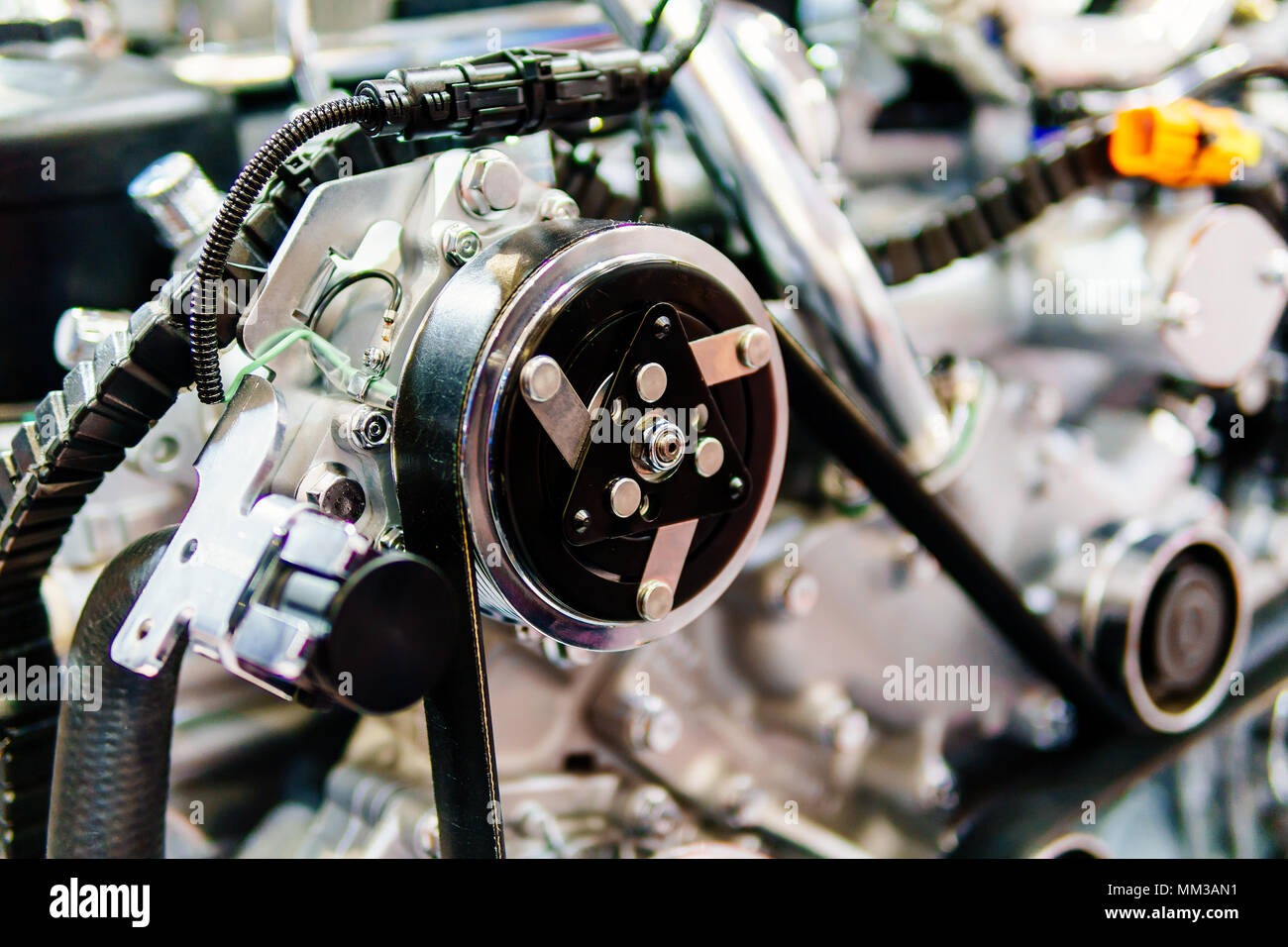 Truck Engine Motor Components In Car Service Inspection Stock Photo - Alamy