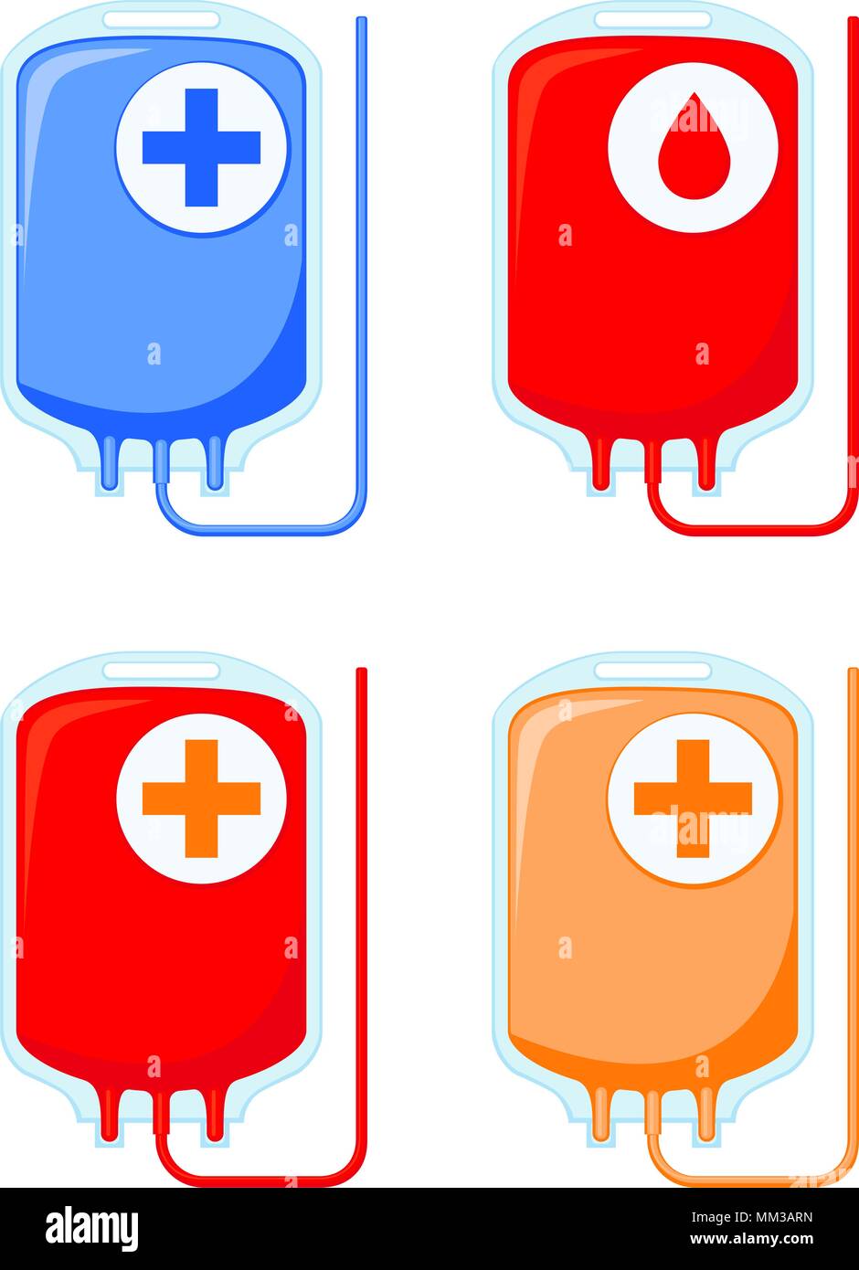 Colorful cartoon blood donation bag set isolated on white background ...