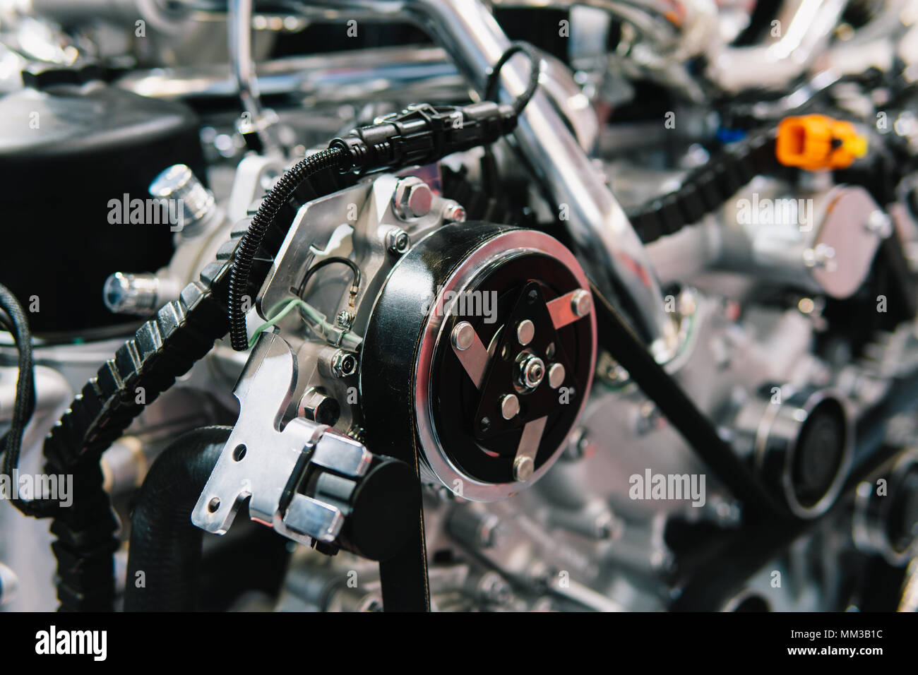 Truck Engine Motor Components In Car Service Inspection Stock Photo - Alamy