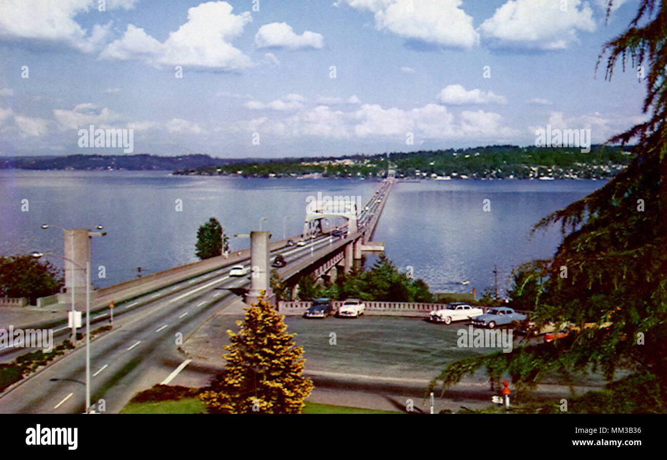 Lake Washington Floating Bridge. Seattle. 1958 Stock Photo - Alamy