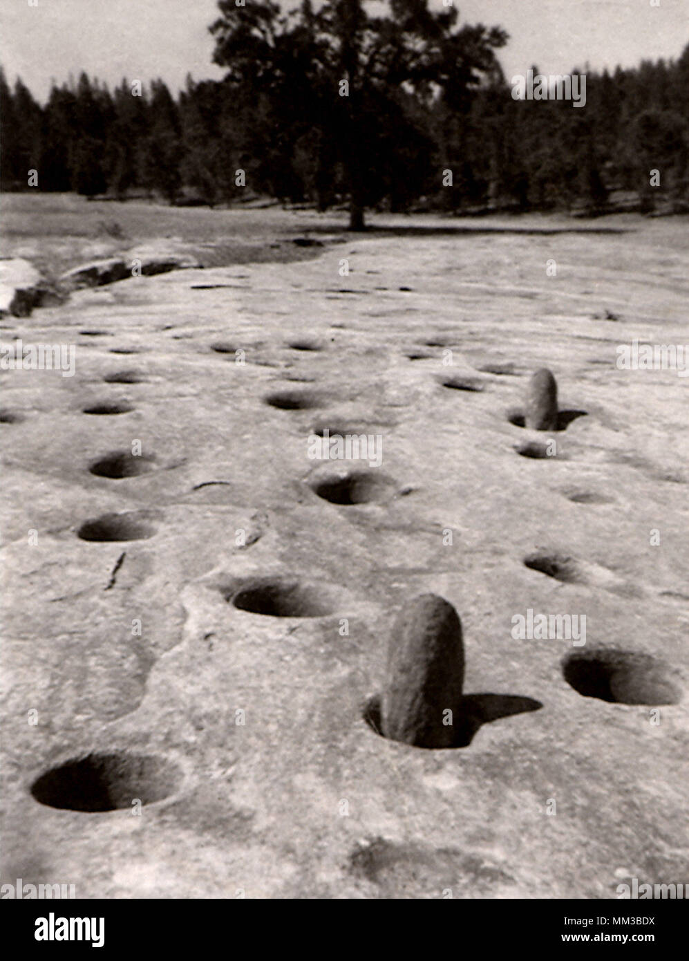 Miwok Grinding Rock. Volcano. 1940 Stock Photo - Alamy