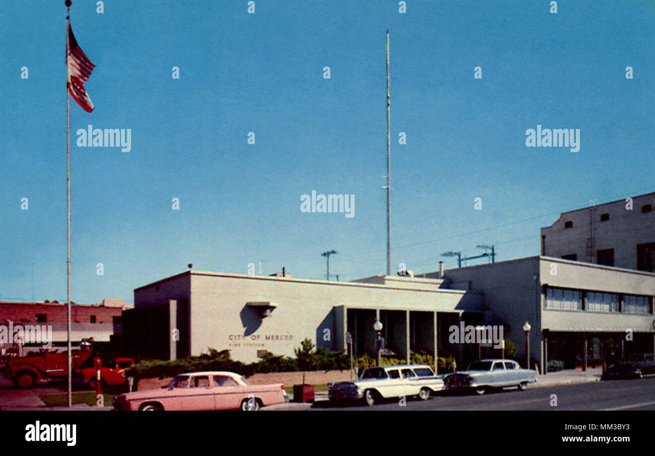 City Hall & Fire Station. Merced. 1965 Stock Photo - Alamy