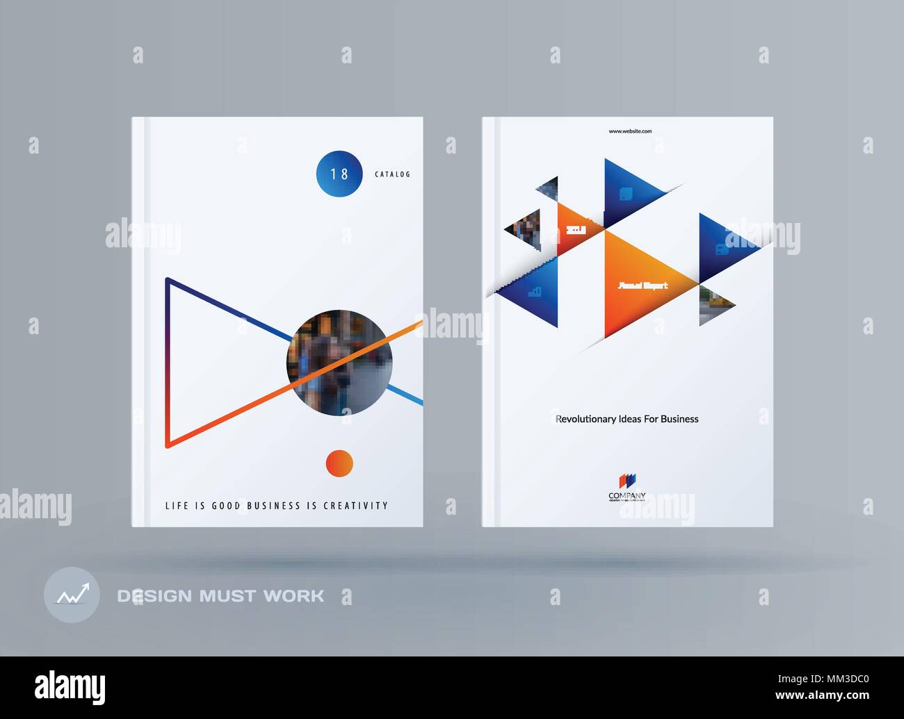 Brochure design triangular template. Colourful modern abstract set, annual report with triangles ...