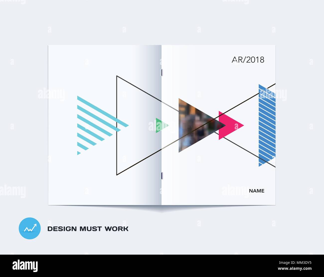 Abstract double-page brochure design style with colourful triangles for ...