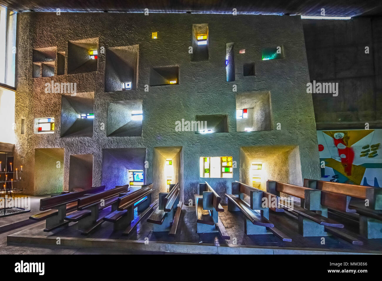 Inside the iconic Chapel in Ronchamp designed by Swiss-French architect ...