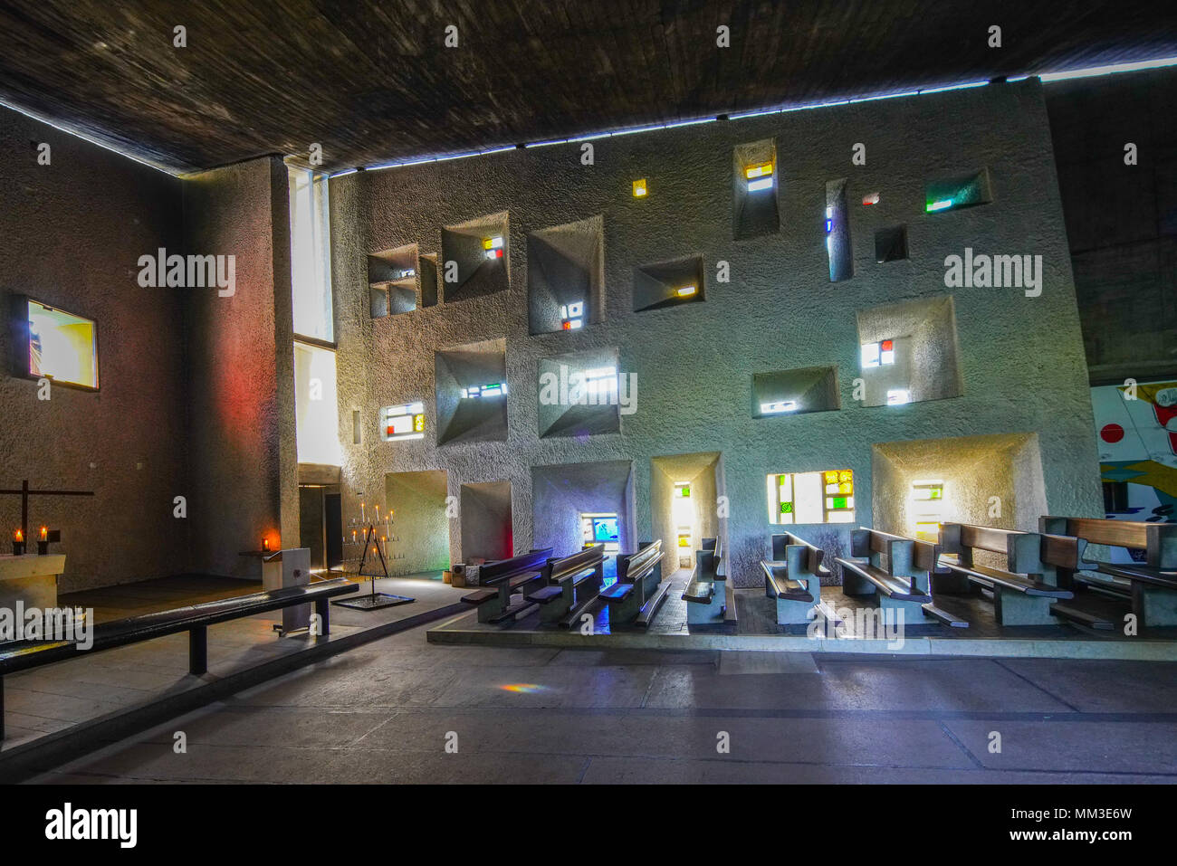 Inside the iconic Chapel in Ronchamp designed by Swiss-French architect ...