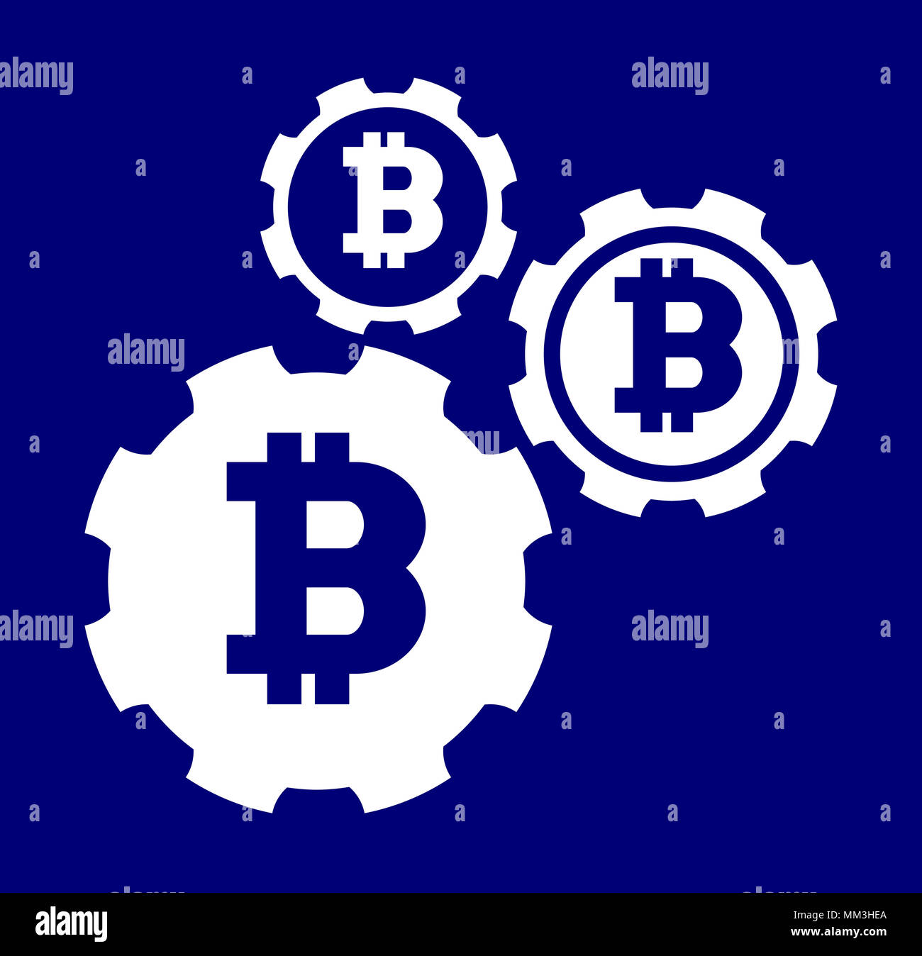 Cog wheels with Bitcoin symbols against blue background Stock Photo - Alamy