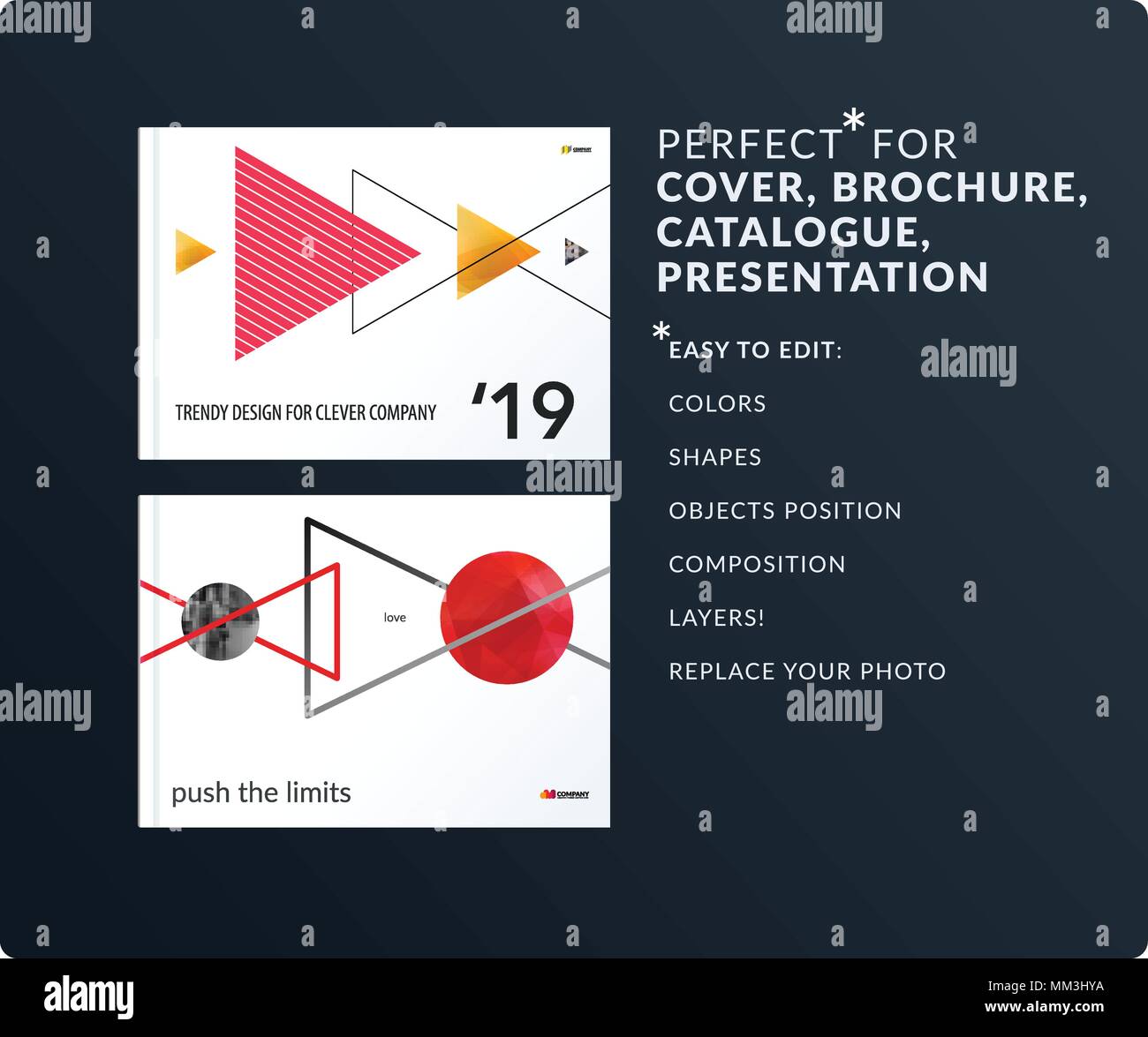 Triangular design presentation template with colourful triangles ...