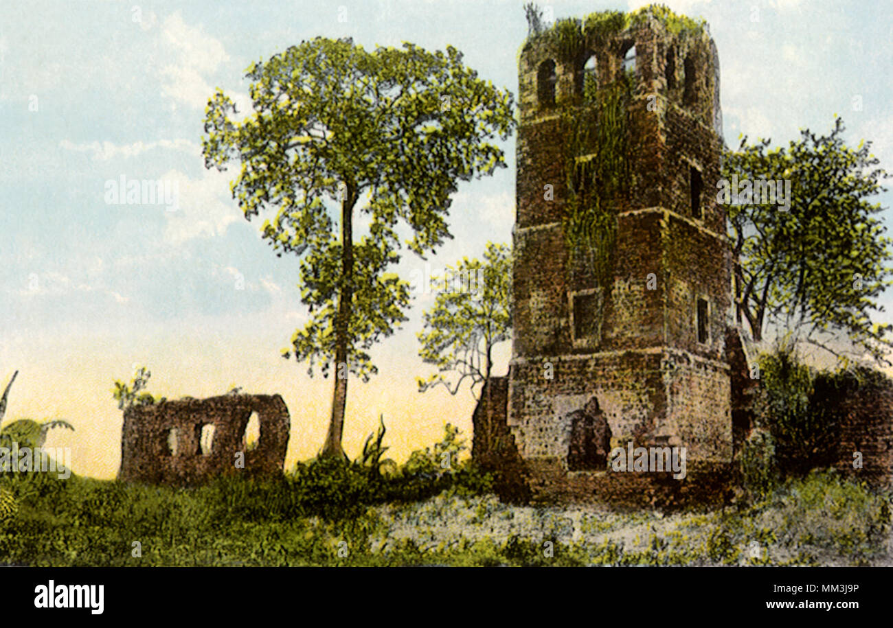 Ruins of Cathedral Tower. Old Panama. 1920 Stock Photo - Alamy
