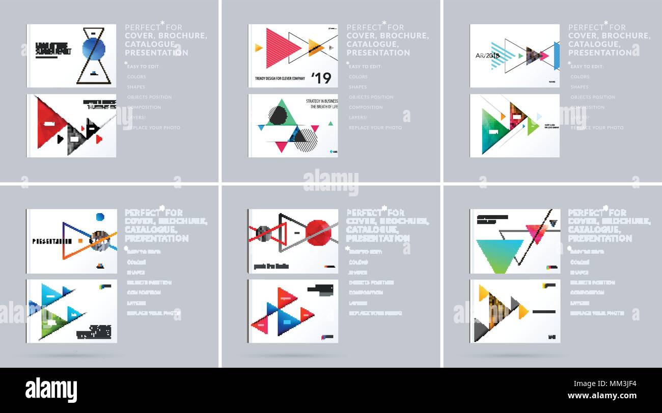 Triangular design presentation template with colourful triangles ...