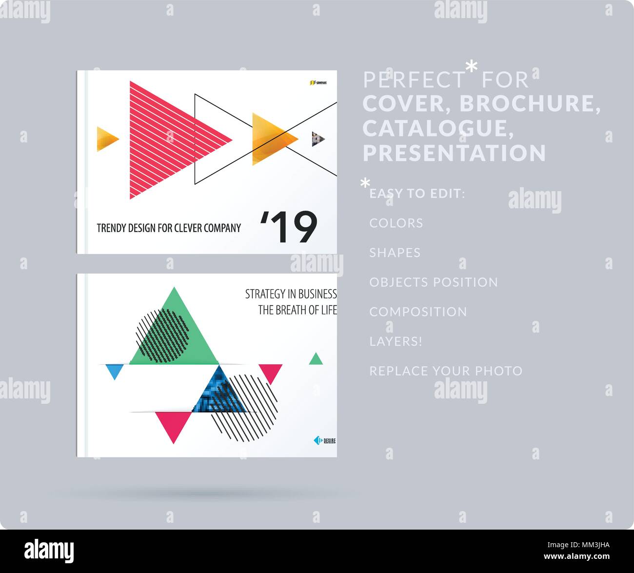 Triangular design presentation template with colourful triangles ...