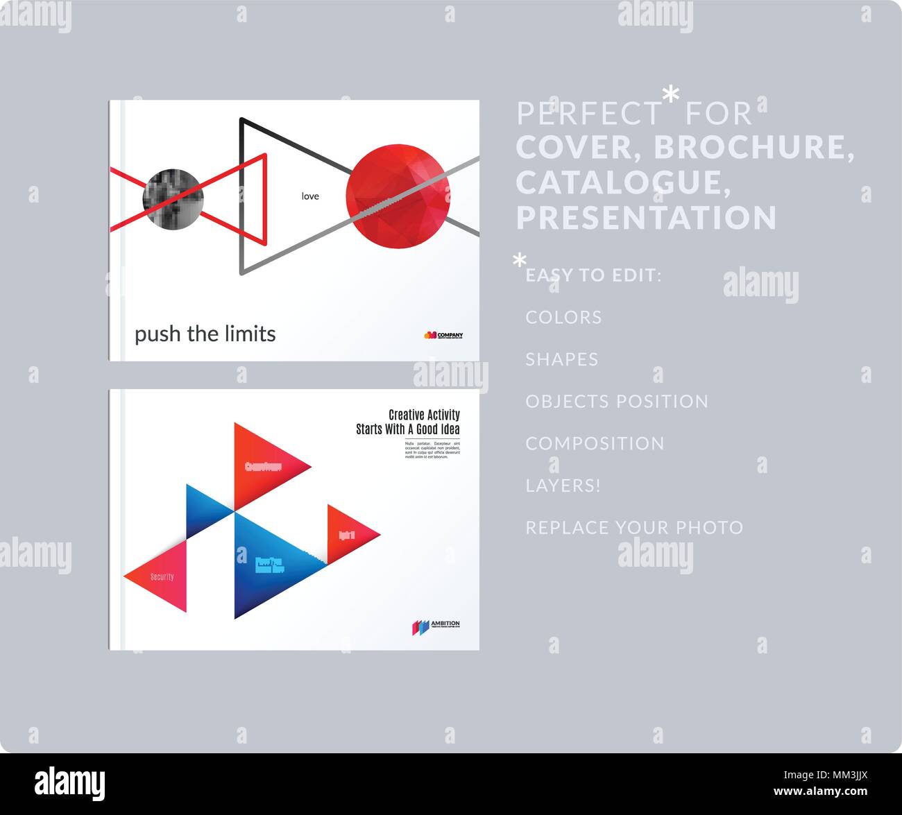 Triangular design presentation template with colourful triangles ...