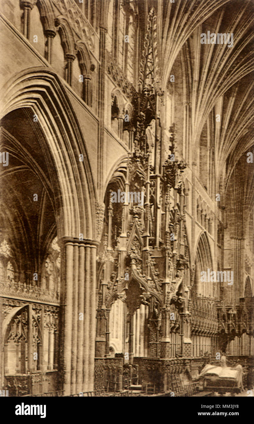 Bishop's Throne at Cathedral. Exeter. 1910 Stock Photo - Alamy