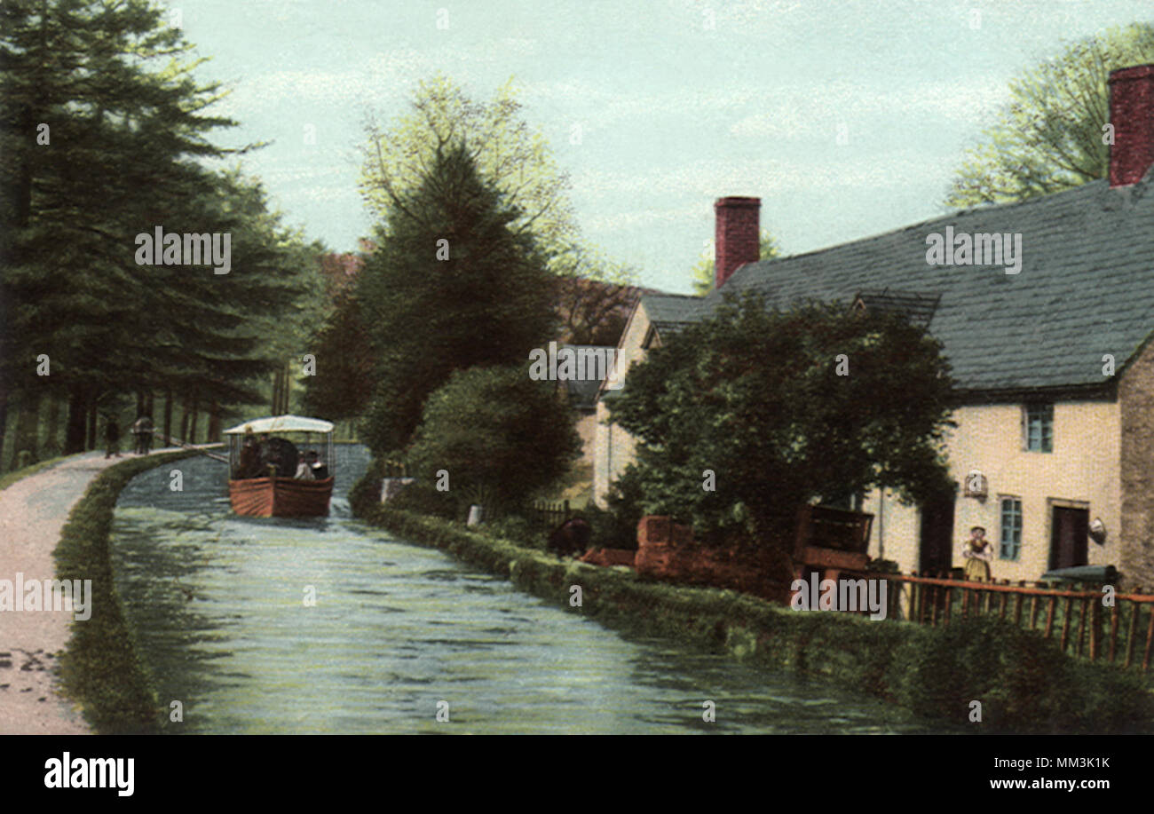 Canal and Penddol Farm. Llangollen. 1910 Stock Photo - Alamy