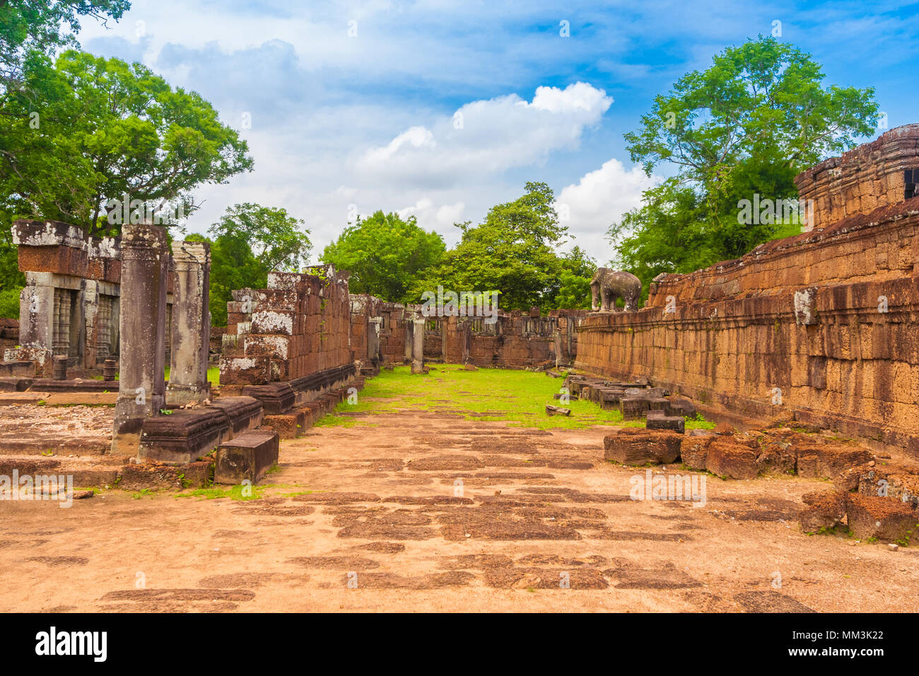 The walkway on the first level of Cambodia's East Mebon temple. On the ...