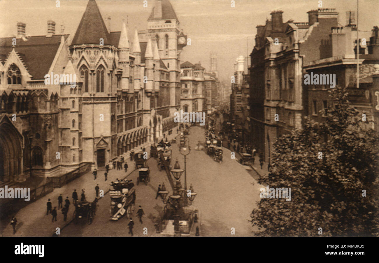 Law Courts and Fleet Street. London. 1910 Stock Photo - Alamy