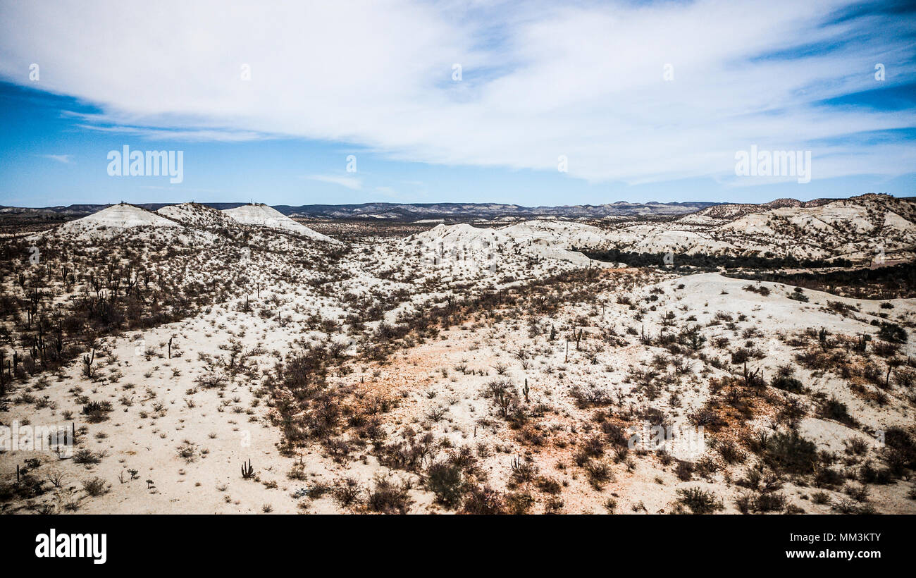 Aerial panoramic view of the desert of the Baja California peninsula in ...