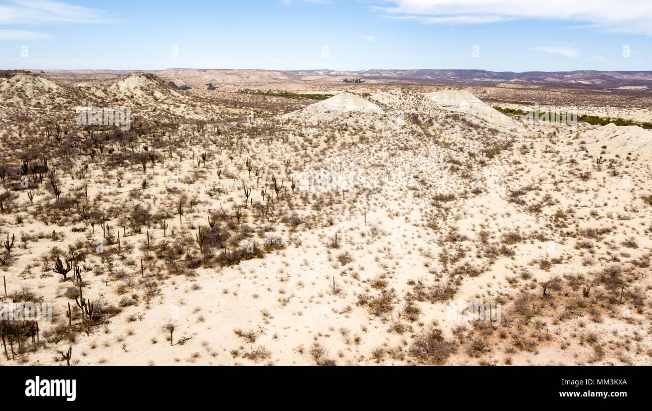 Aerial panoramic view of the desert of the Baja California peninsula in ...