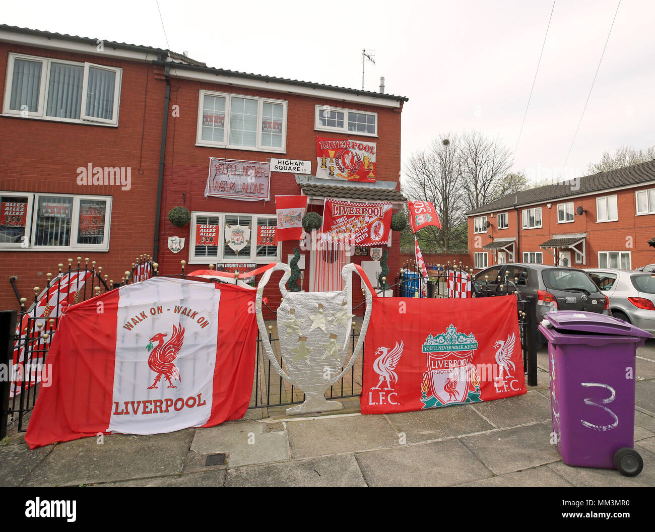 A house in Higham Square, Liverpool, which has been decked out with ...