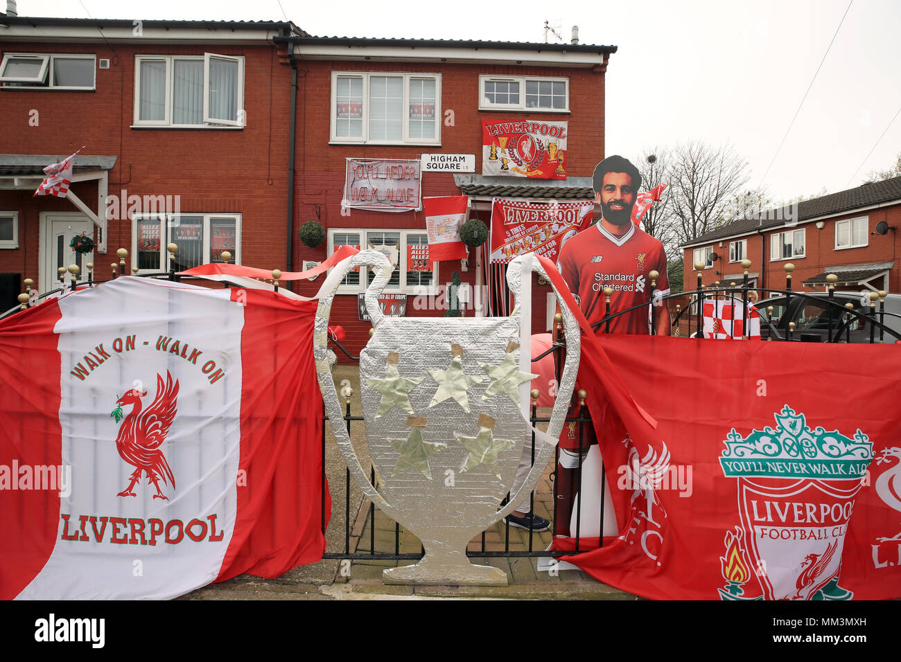 A house in Higham Square, Liverpool, which has been decked out with ...