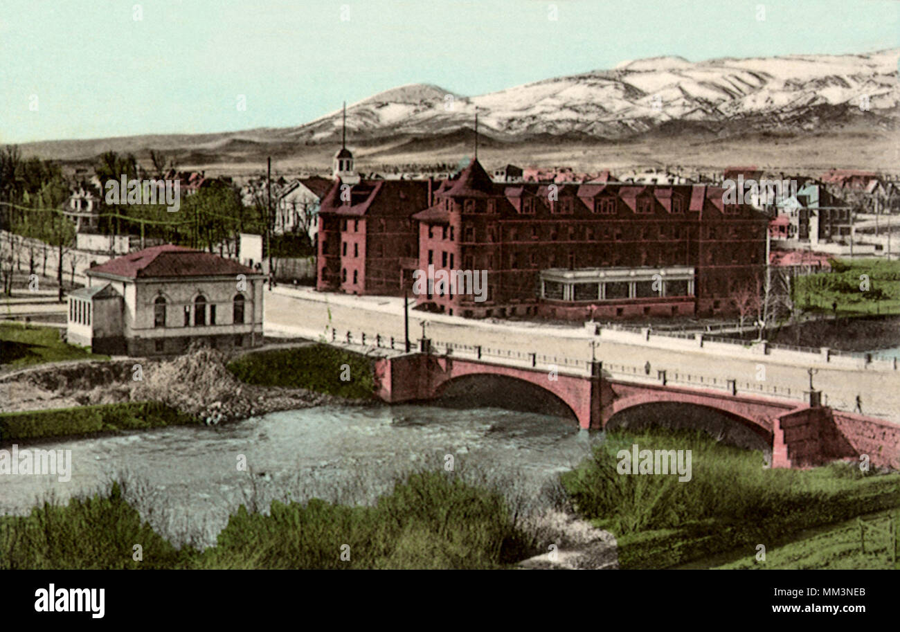 Riverside Hotel & Public Library. Reno. 1910 Stock Photo - Alamy