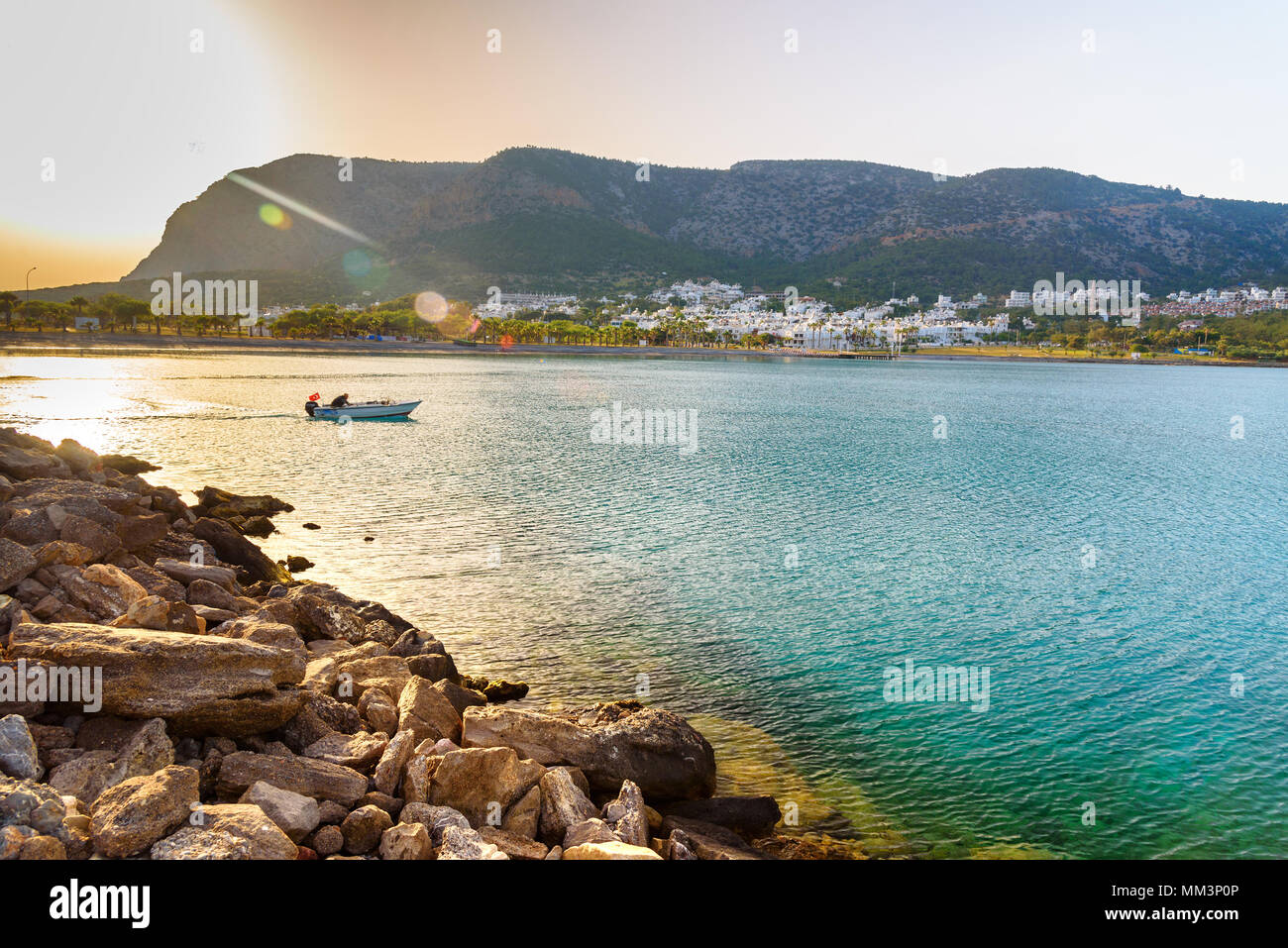 Beach of Cape Tisan is a headland on the Mediterranean sea coast ...