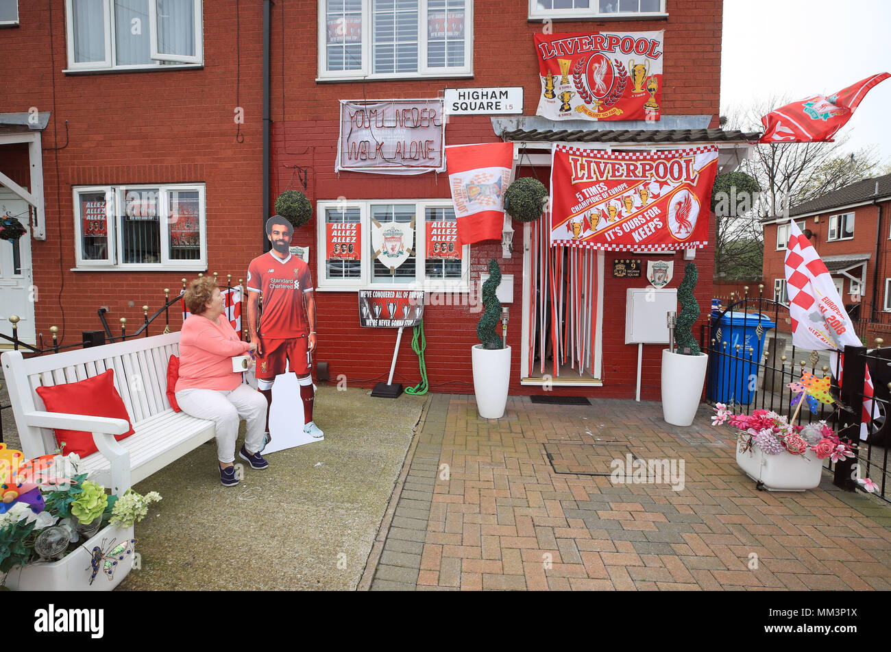 Emily Farley outside her home in Higham Square, Liverpool, which is ...
