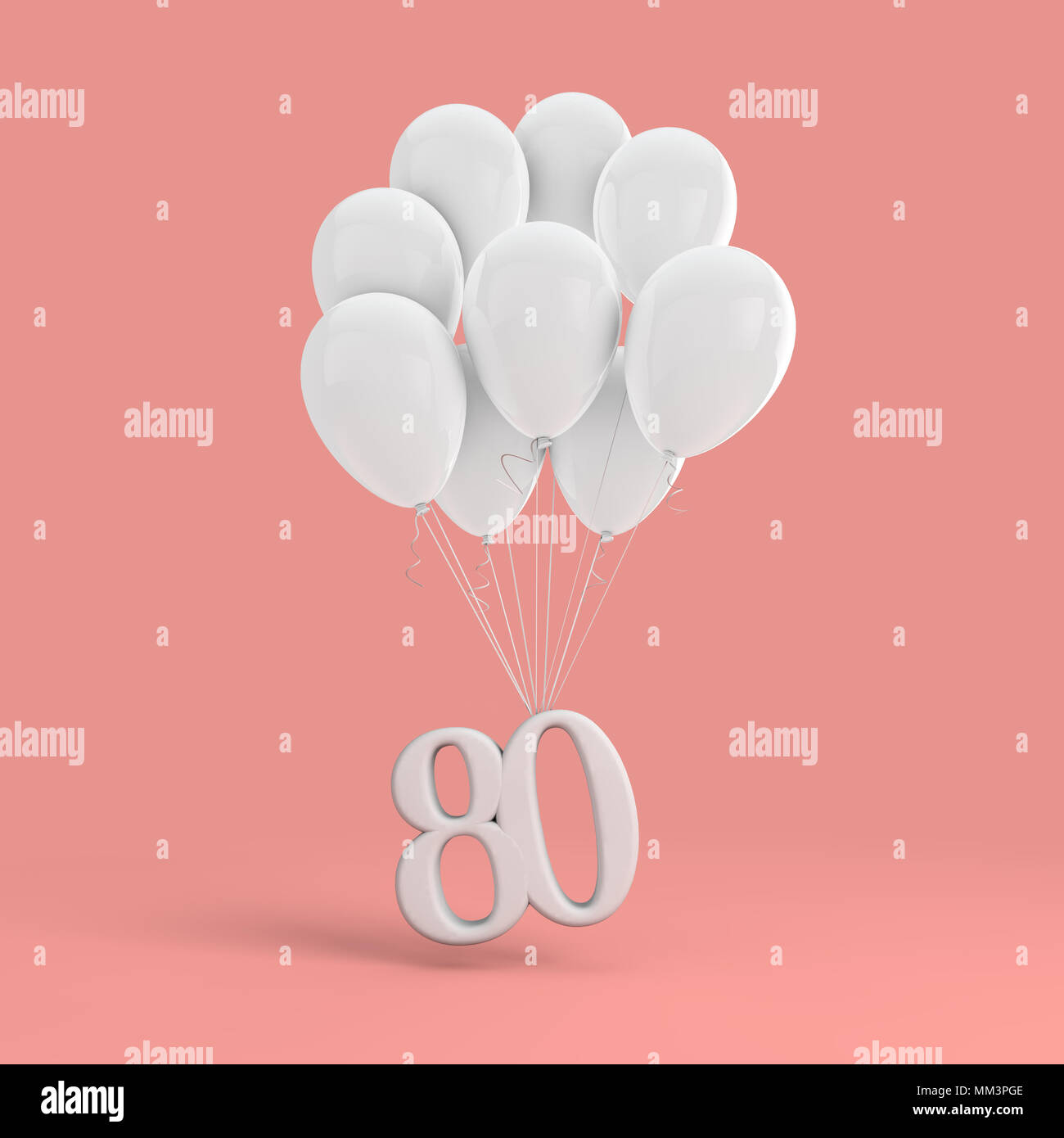 Number 80 party celebration. Number attached to a bunch of white ...
