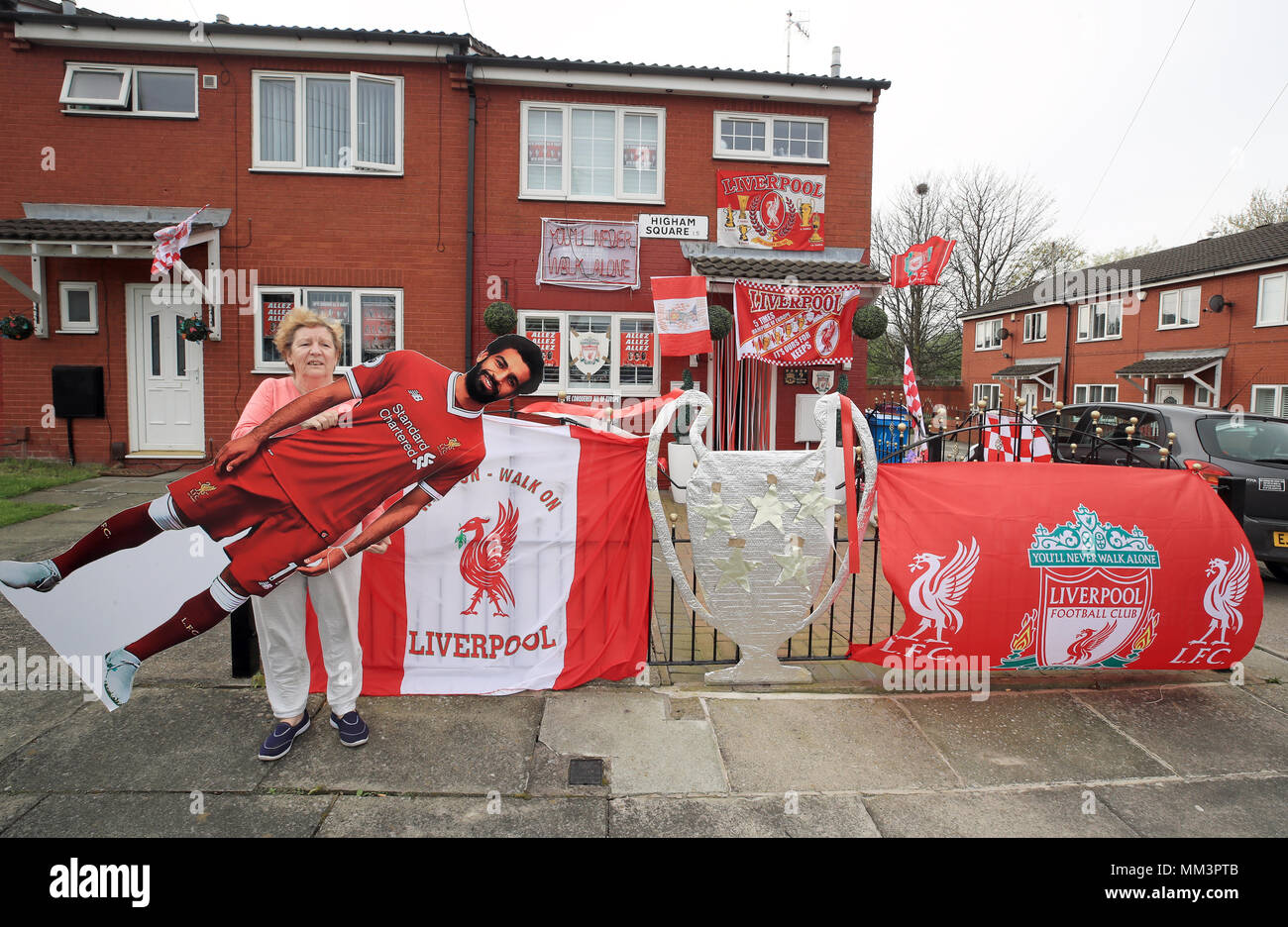 Emily Farley outside her home in Higham Square, Liverpool, which is ...