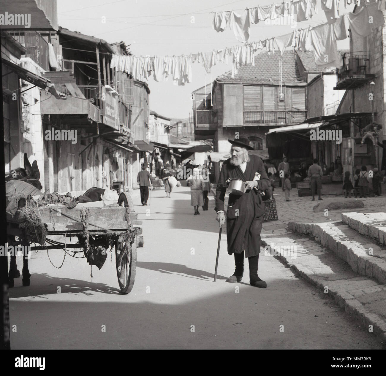 1950s, historical picture of a back street of the old city, Jerusalem ...