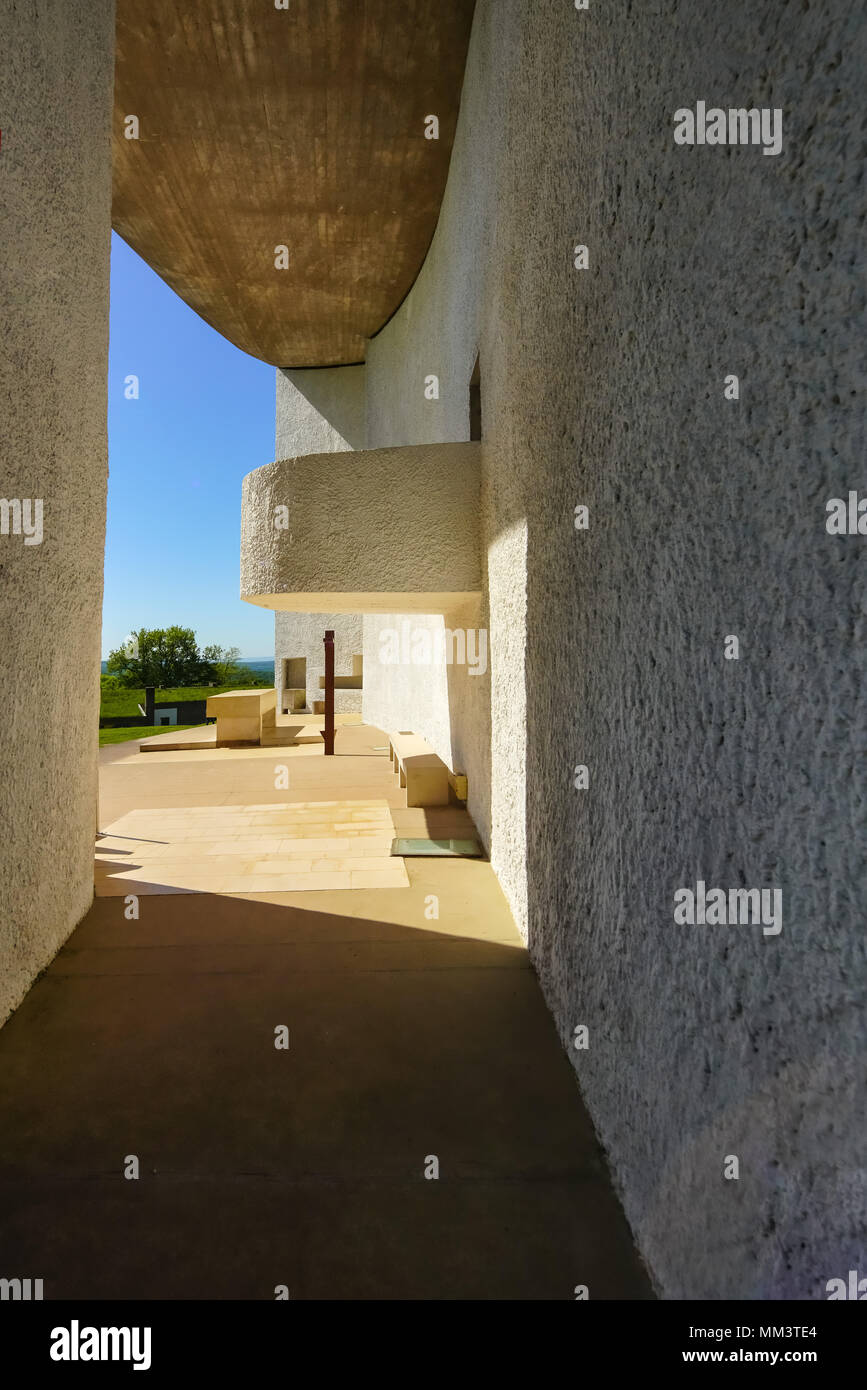 View of the iconic Chapel in Ronchamp designed by Swiss-French ...