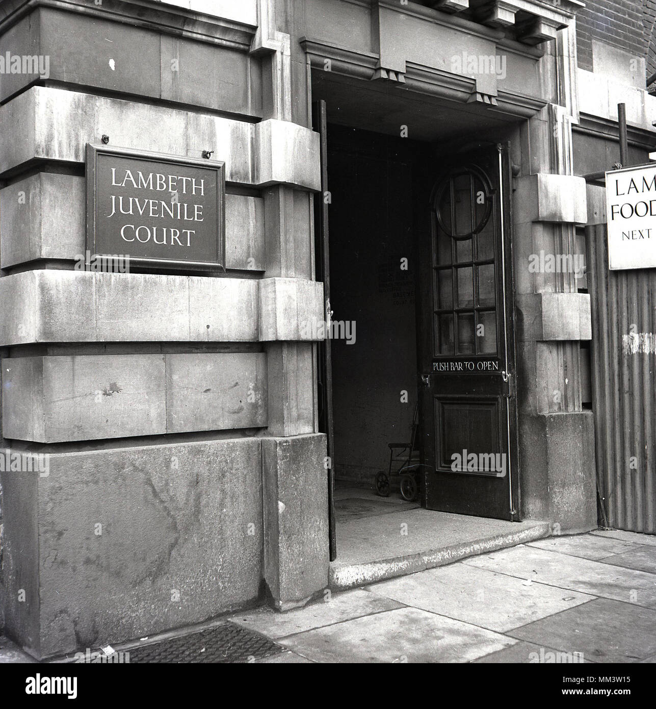 1950s, historical picture showing the entrance to the Lambeth Juvenile ...