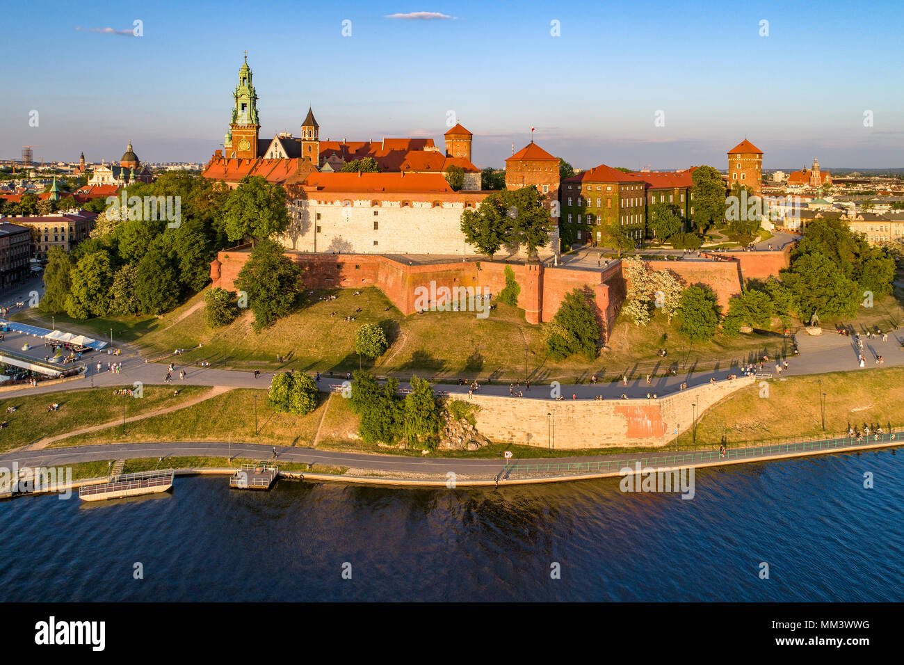 Royal Wawel Cathedral and castle in Krakow, Poland. Aerial view in ...