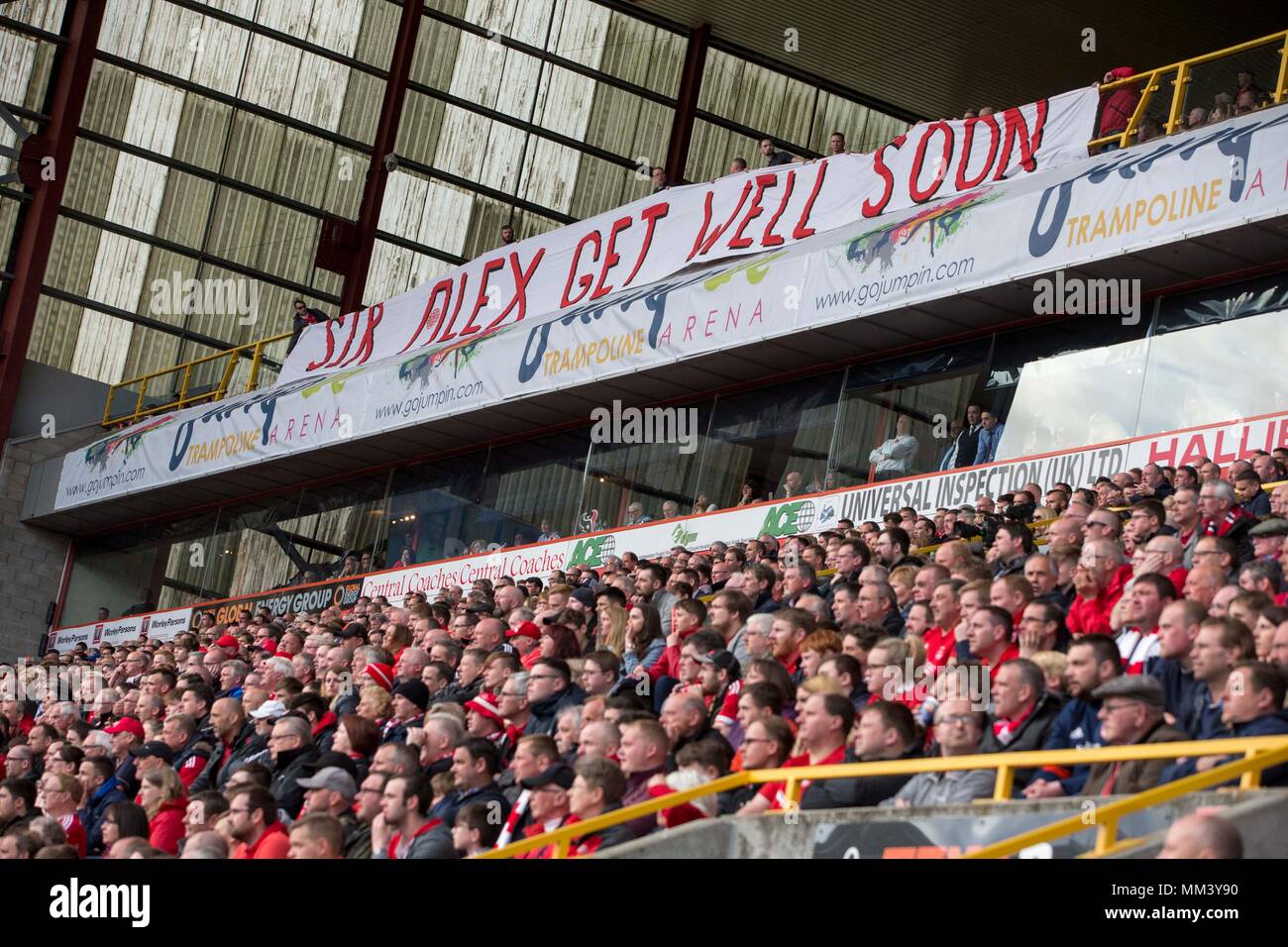 Aberdeen fans display a banner saying "Sir Alex Get Well Soon Stock ...