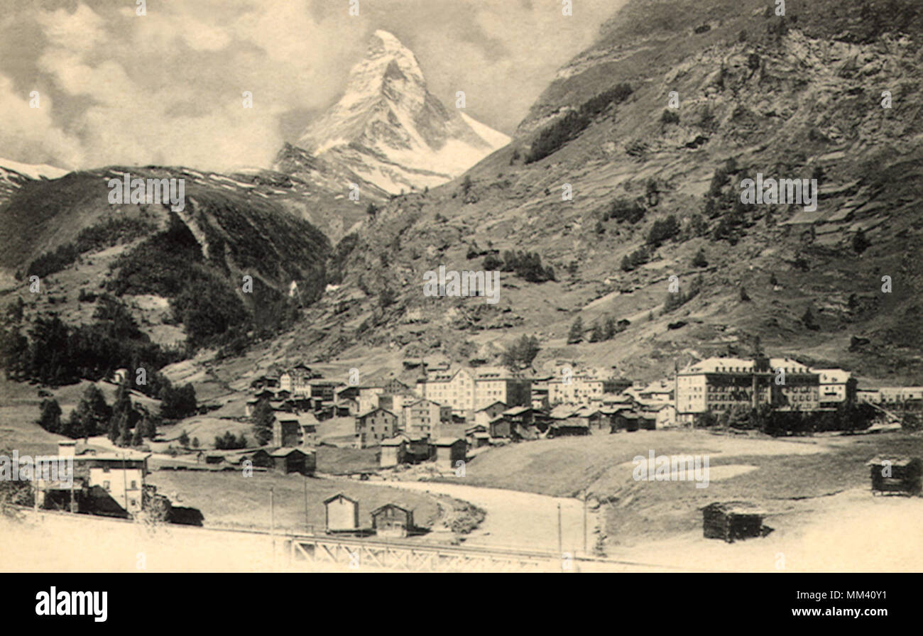 Village and Matterhorn. Zermatt. 1930 Stock Photo - Alamy