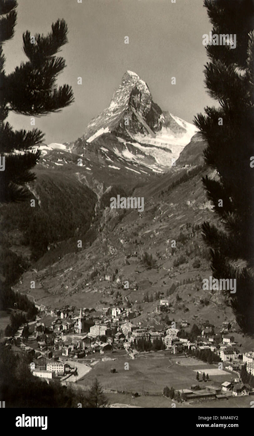Village and Matterhorn. Zermatt. 1940 Stock Photo - Alamy