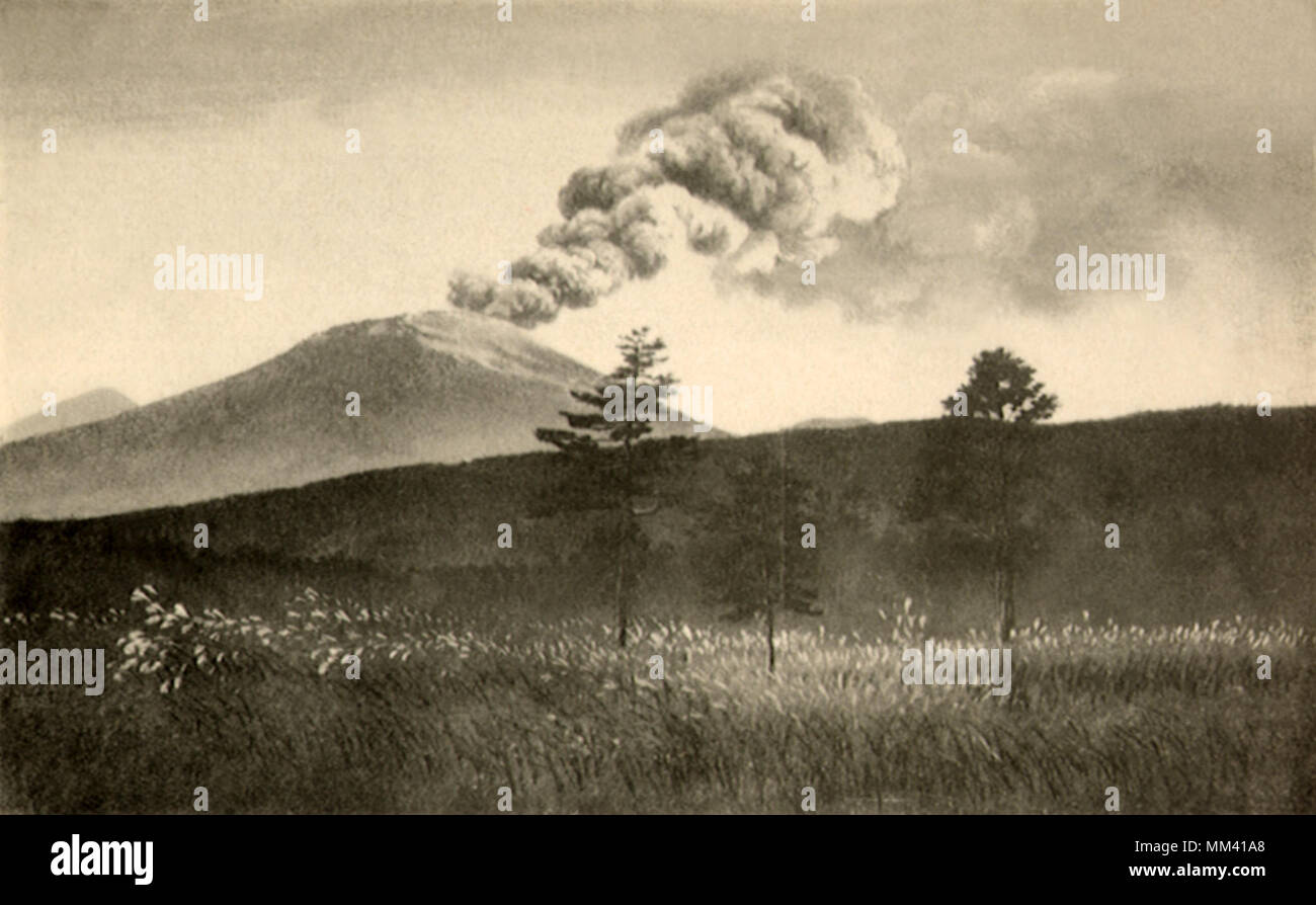 View of Asama Volcano. Karuizawa. 1930 Stock Photo - Alamy