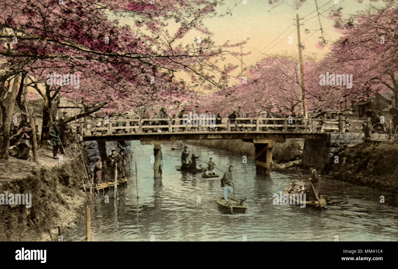 Bridge over Edo River. Tokyo. 1910 Stock Photo - Alamy