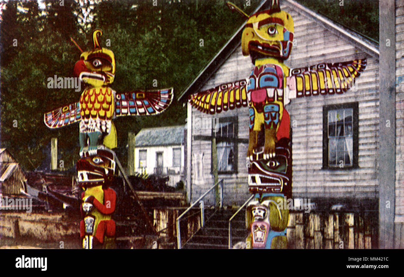 Totem Poles. Alert Bay. 1930 Stock Photo - Alamy