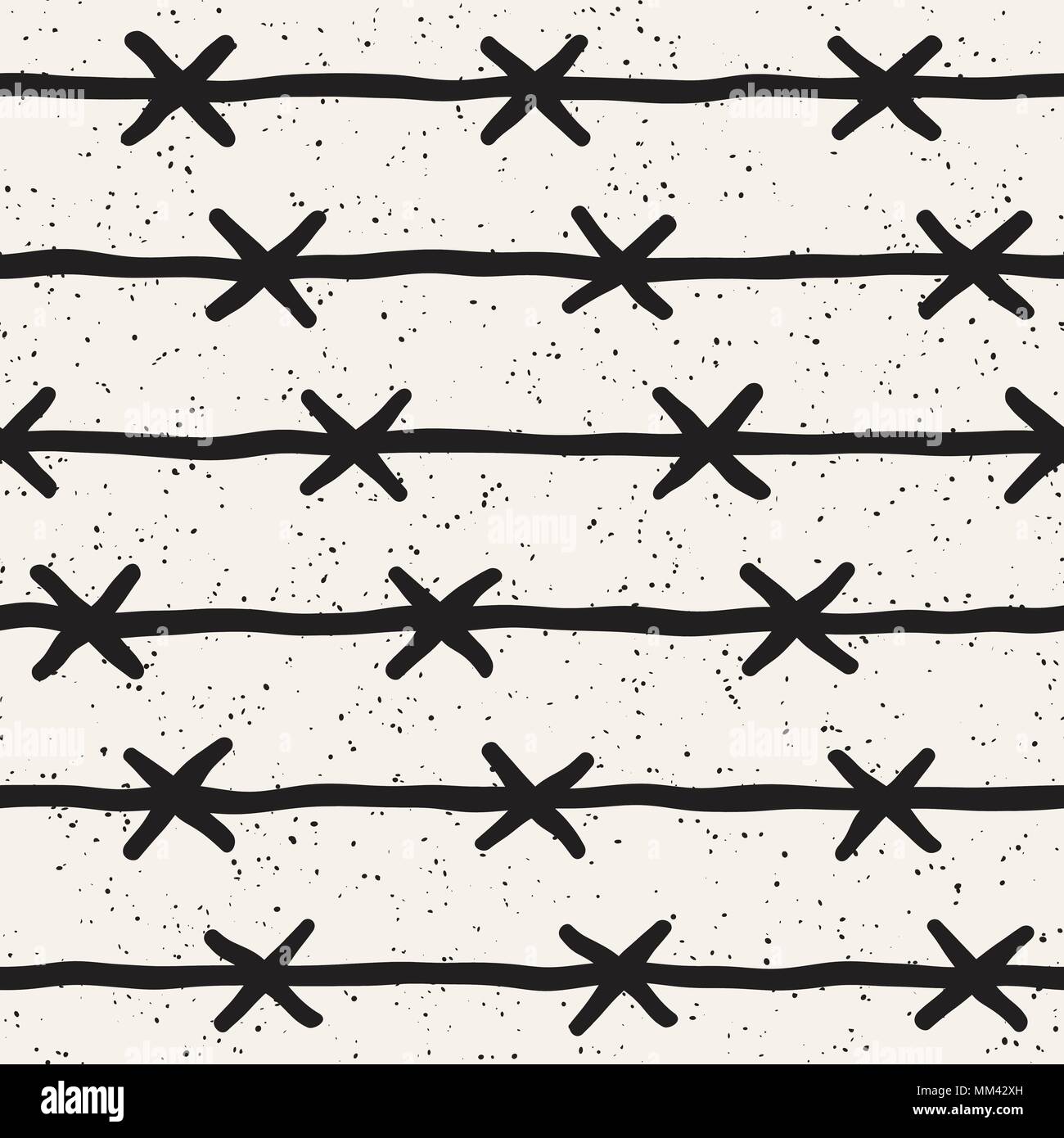 Hand drawn lines seamless grungy pattern. Abstract geometric repeating ...