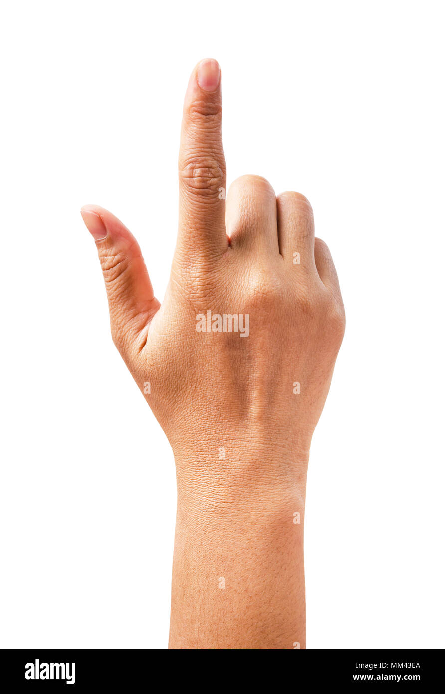 Woman hand showing the one fingers. counting hand sign isolated on ...