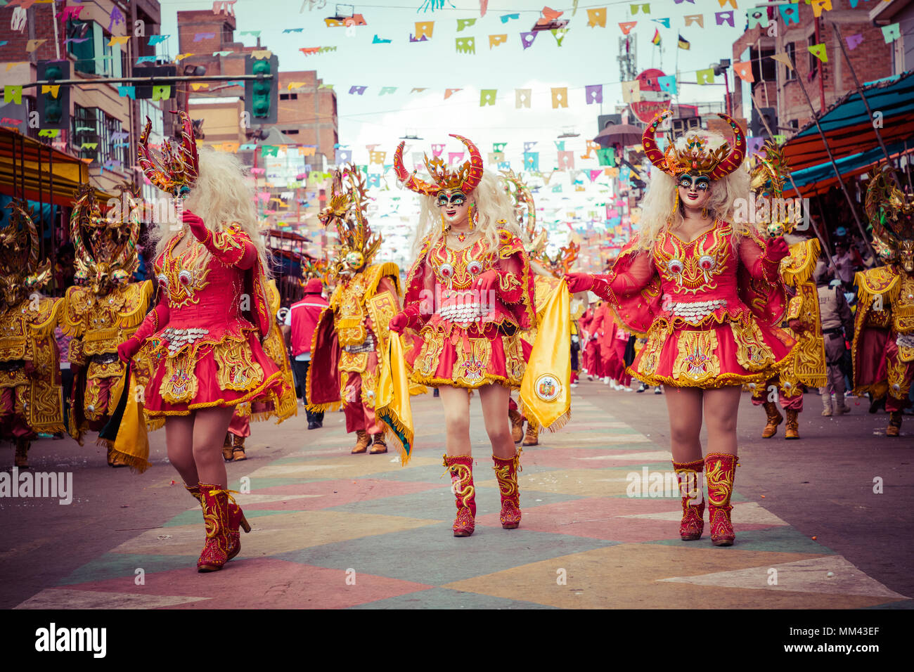ORURO, BOLIVIA - FEBRUARY 10, 2018: Dancers at Oruro Carnival in ...