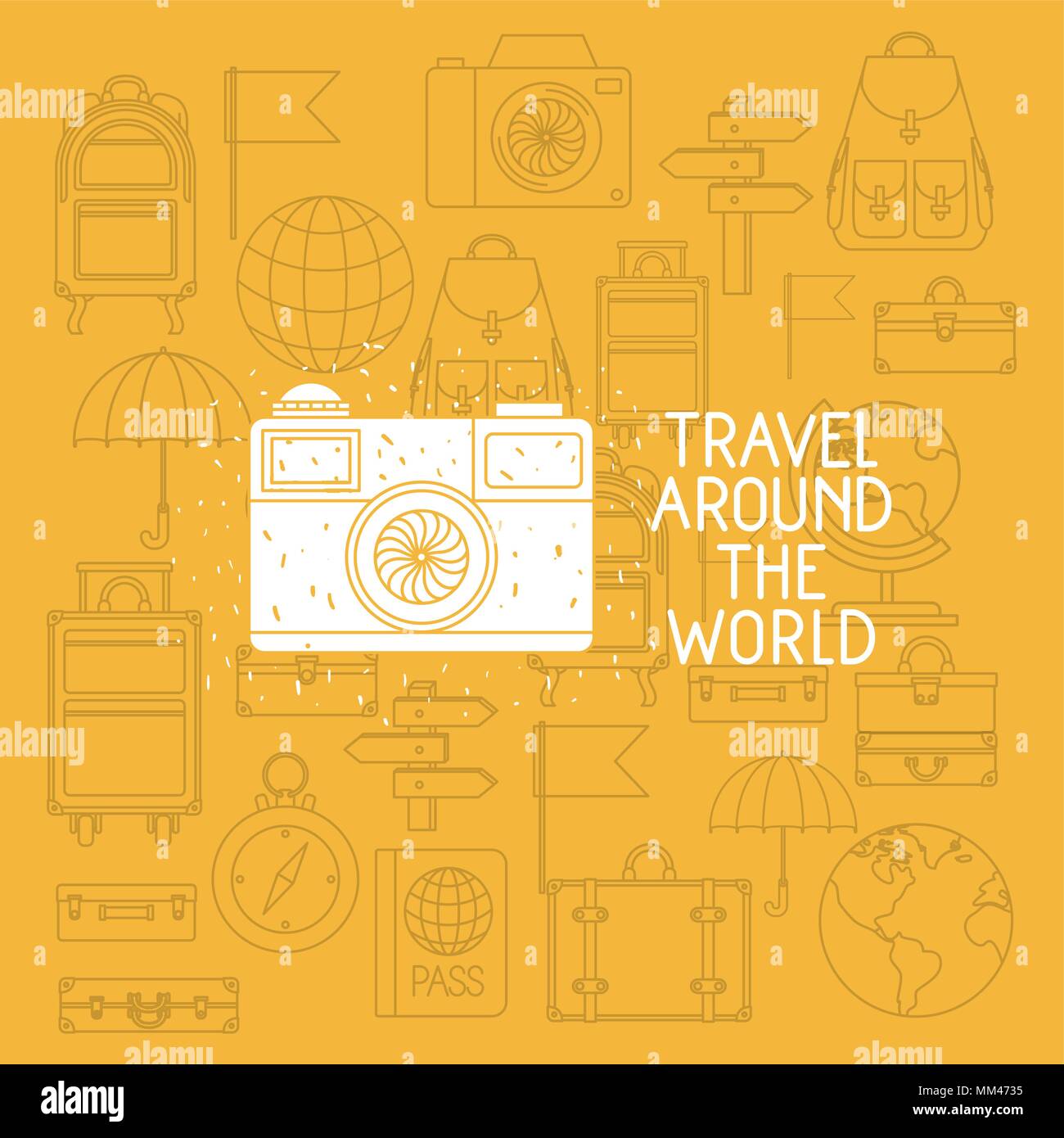 camera photographic with set travel icons Stock Vector Image & Art - Alamy