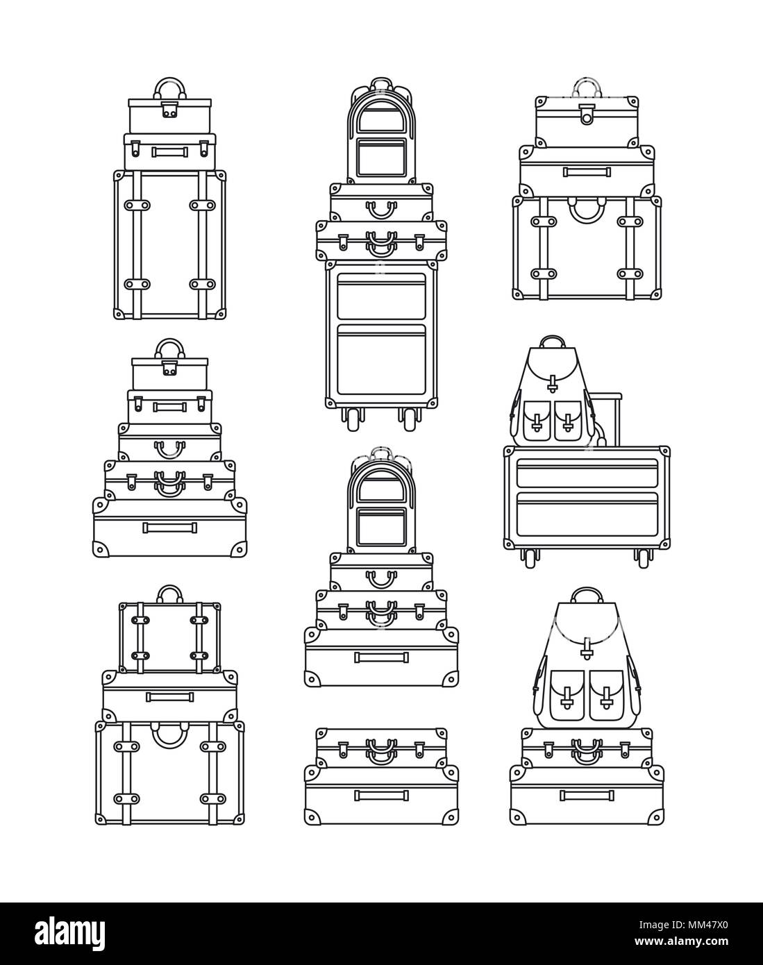 Vintage suitcases set travel Cut Out Stock Images & Pictures - Alamy