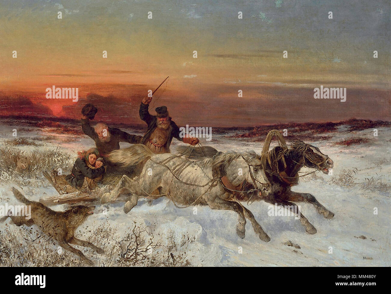 Sverchkov Nicholai Egorovich - Fending off the Wolves Stock Photo - Alamy