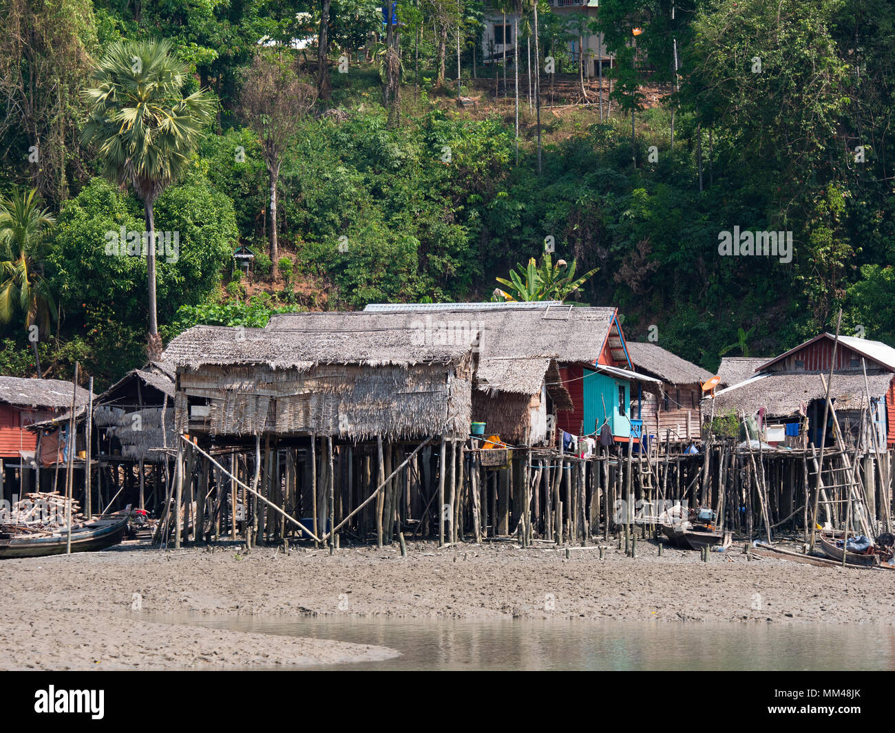 Village on Kala Island at the Myeik Archipelago, formerly the Mergui ...