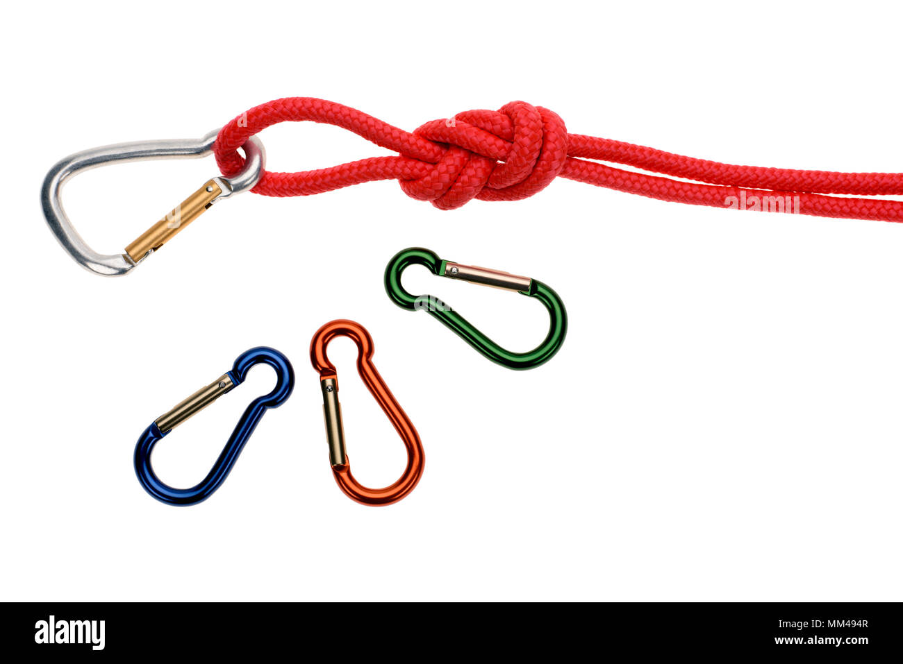 rope with carabiners Stock Photo - Alamy