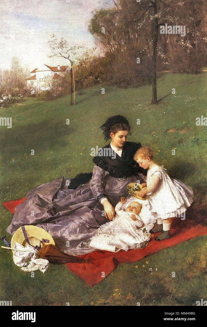 Szinyei Merse Pal - Mother and Children Stock Photo - Alamy