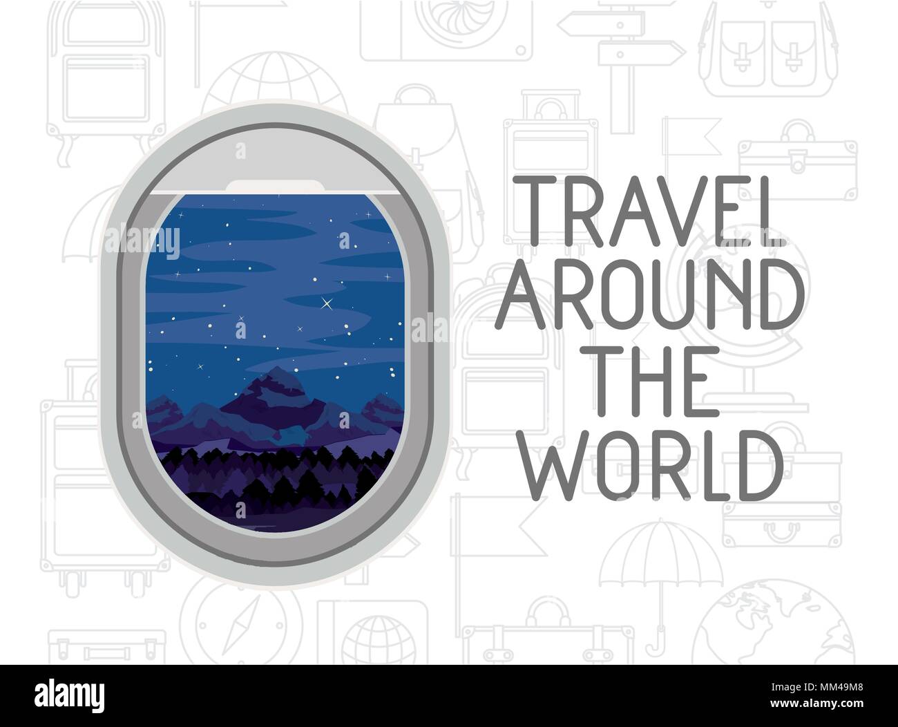 Flying in airplane aerial window Stock Vector Images - Alamy