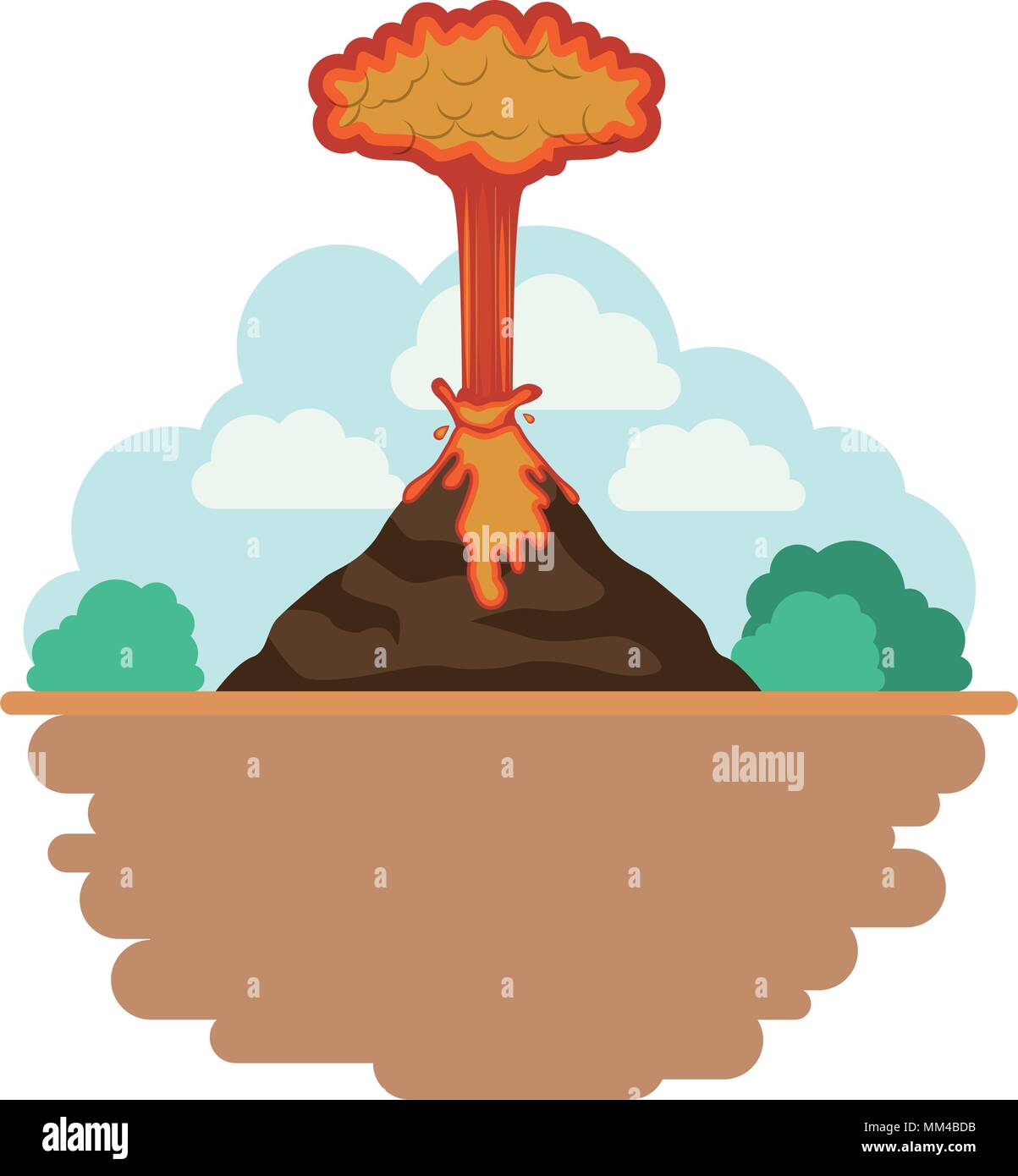 Erupting volcano with landscape scene natural disaster Stock Vector ...